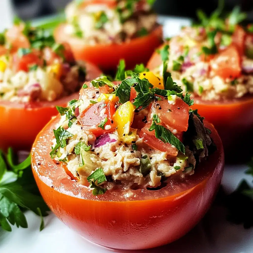 Tuna Salad Stuffed Tomatoes - OurKitchenRecipe.com
