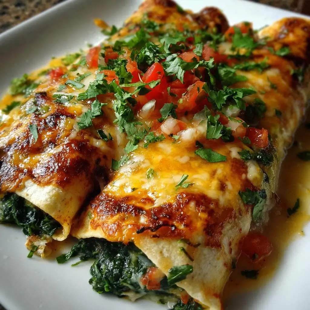 Spinach Enchiladas Vegetarian Recipe - OurKitchenRecipe.com