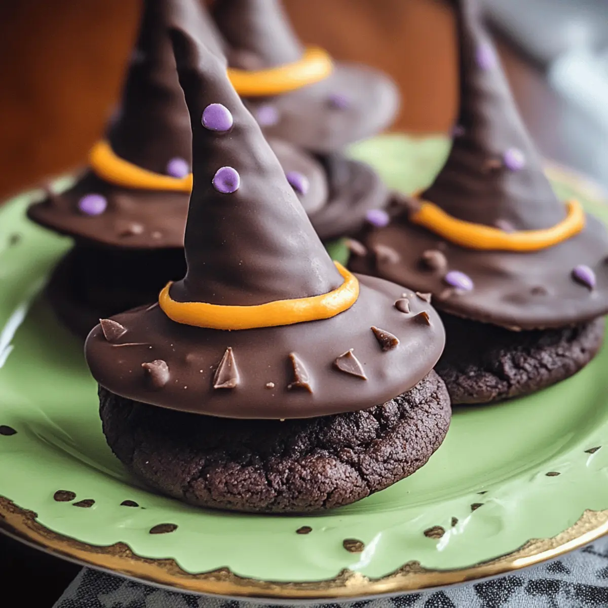 Easy Irresistible Fudgy Witch Hat Chocolate Cookies