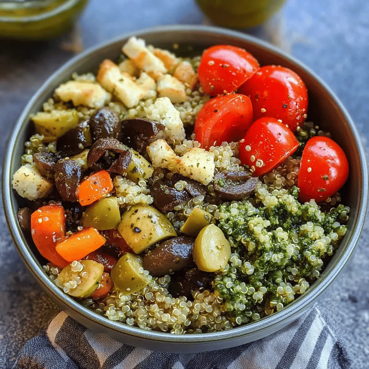 Easy Delicious Vegan Pesto Quinoa Bowl Bursting with Fresh Flavor