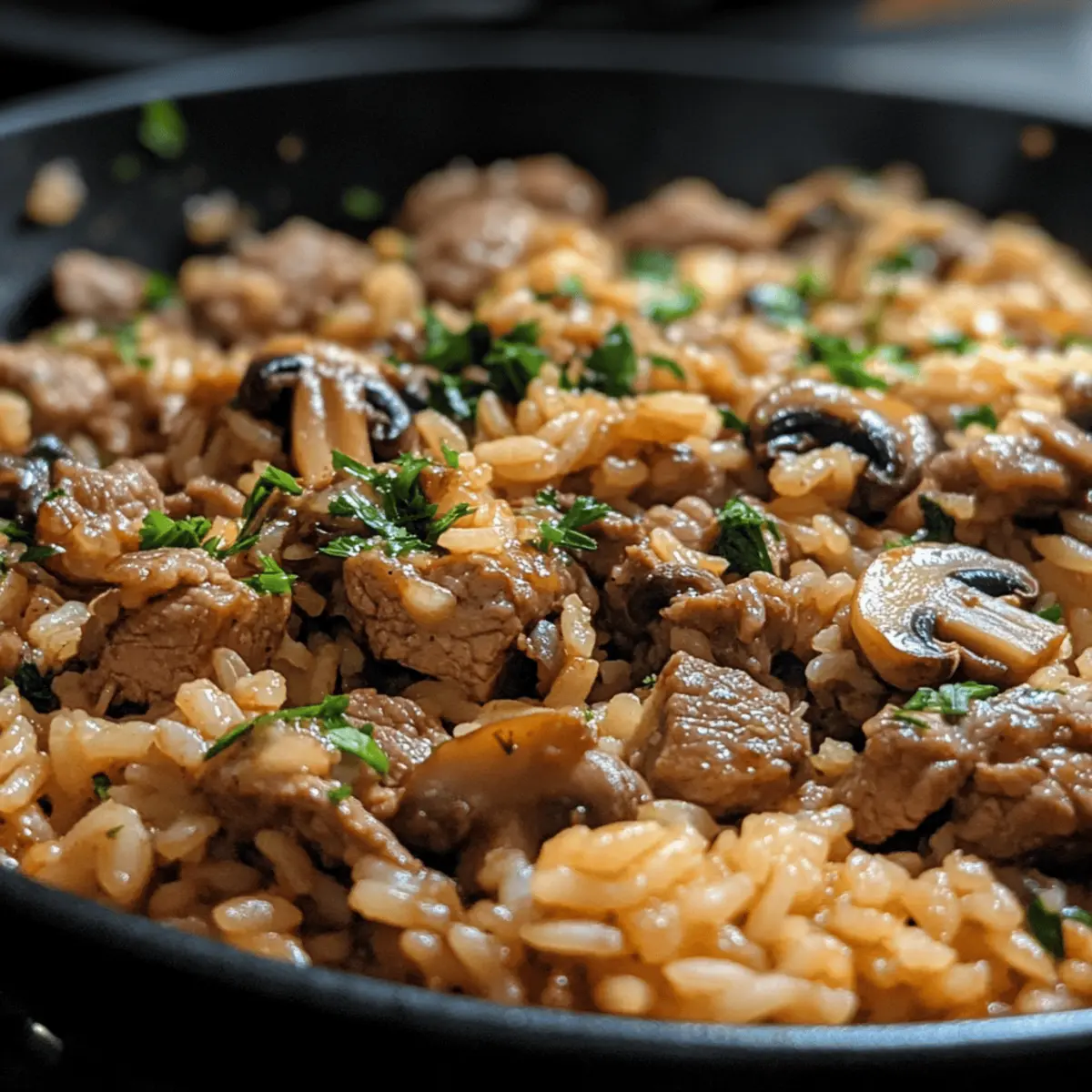 Easy Beef Mushroom Rice Skillet: Irresistible Creamy Comforting